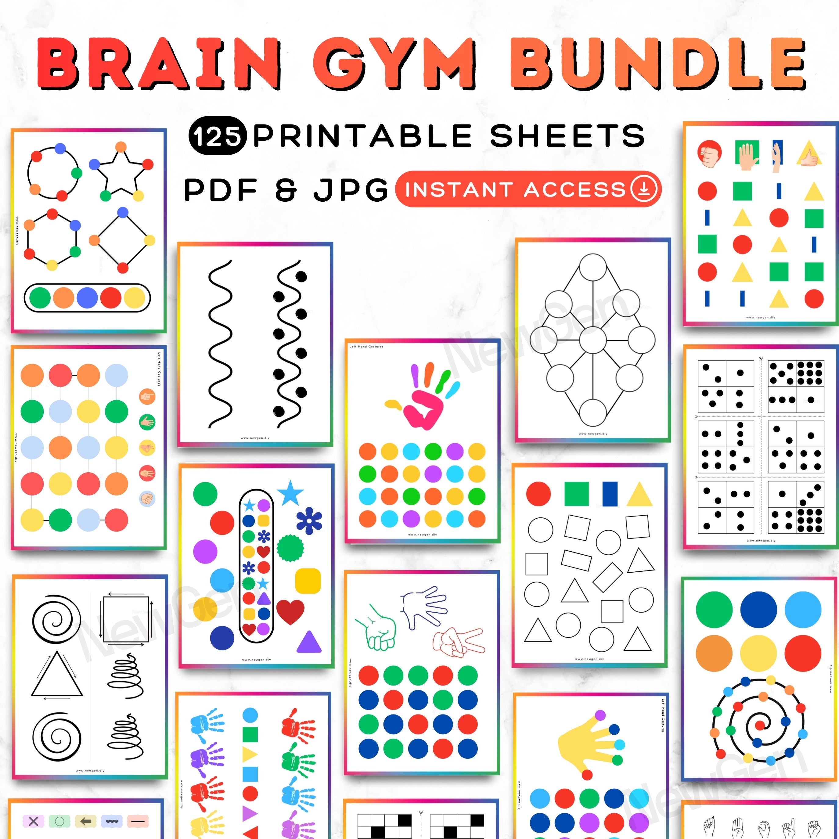 Brain Gym Bundle - 125 Premium Printable Cognitive Activity Sheets ...